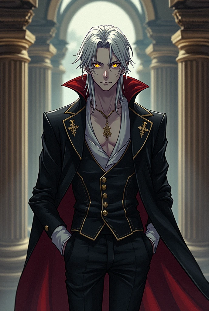 Draw for me a man , A vampire in an anime version , he has slightly ...