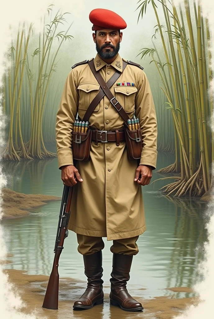 Drawing of an Askari soldier . Wearing beige schutztruppe uniform ...