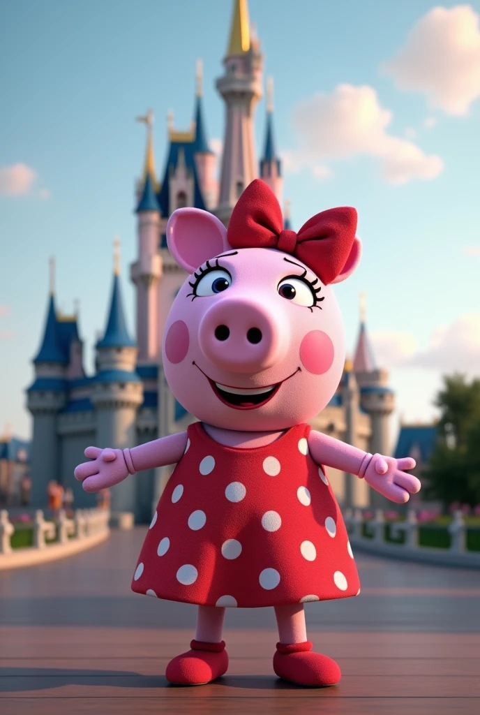 Peppa Pig in a realistic format . She's wearing the Minnie Mouse outfit ...