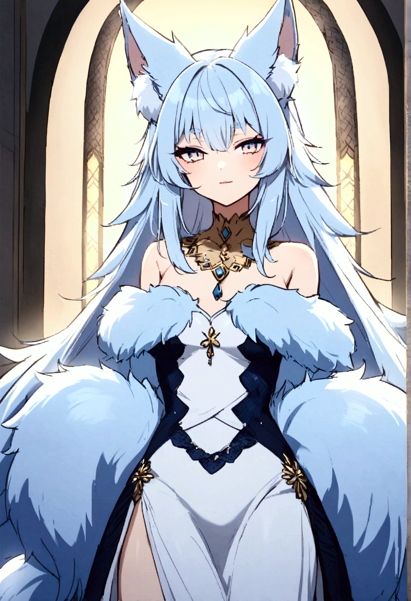 Fox Light blue hair beast girl indigo fur fox beast girl - SeaArt AI