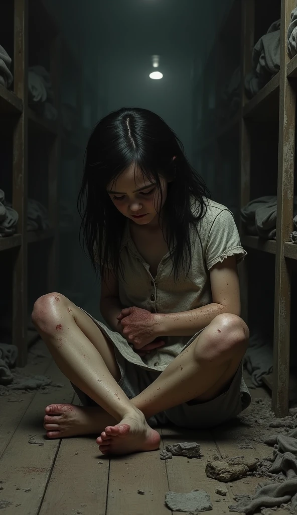 A young Jewish girl, , with medium-length black hair, sick with typhus ...