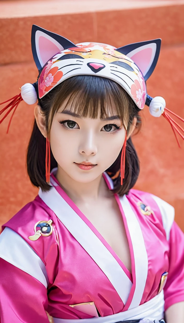 Beauty face littel girl samurai cosplay cats using swimsuit - SeaArt AI