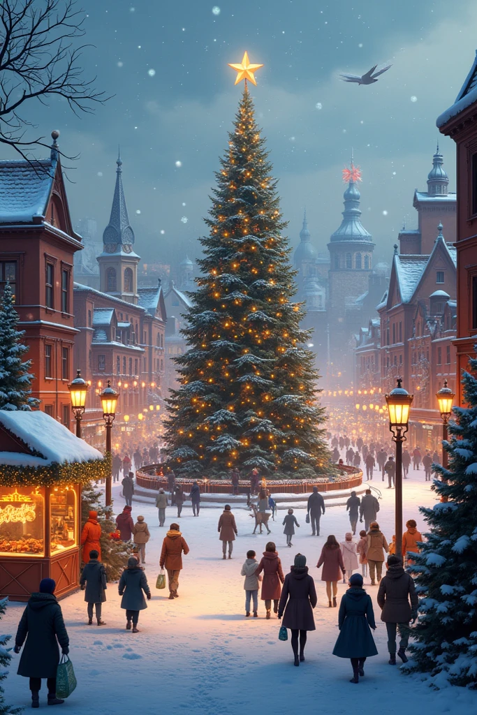 Christmas landscape in the city - SeaArt AI