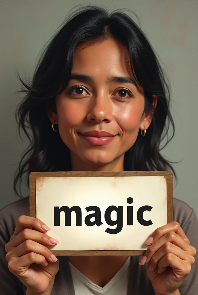 Hispanic IRL holding a sign that says magic - SeaArt AI