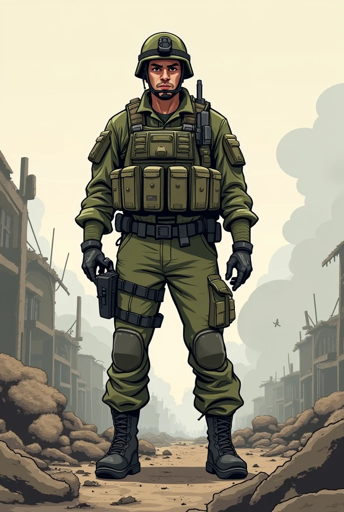Sapper soldier in war simple illustration - SeaArt AI