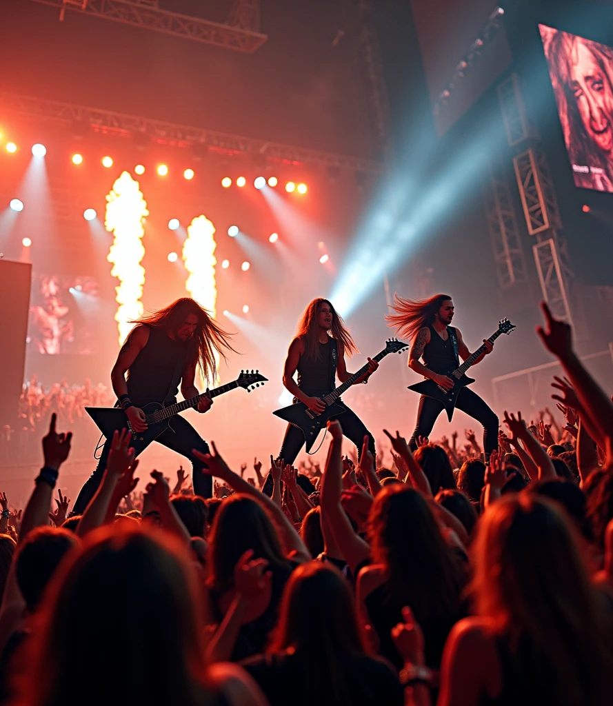 Create a metal music concert with stunning performances and a huge ...