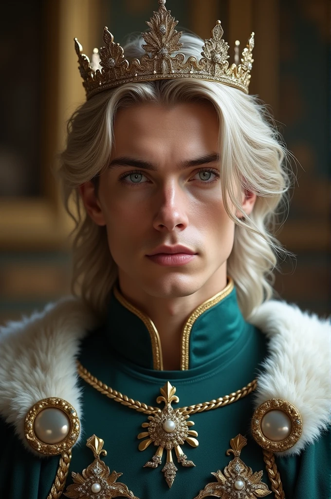 A ash blonde guy in his 20. His eyes grey and sparkles like silver ...