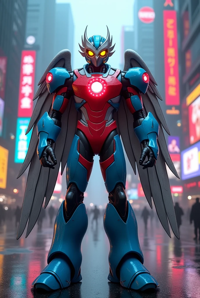 "A full-body artwork of an eagle humanoid superhero in the style of ...