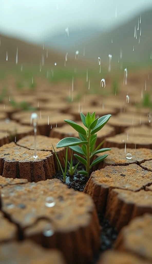 Rain falling on dry fields: Illustrate raindrops beginning to fall on ...