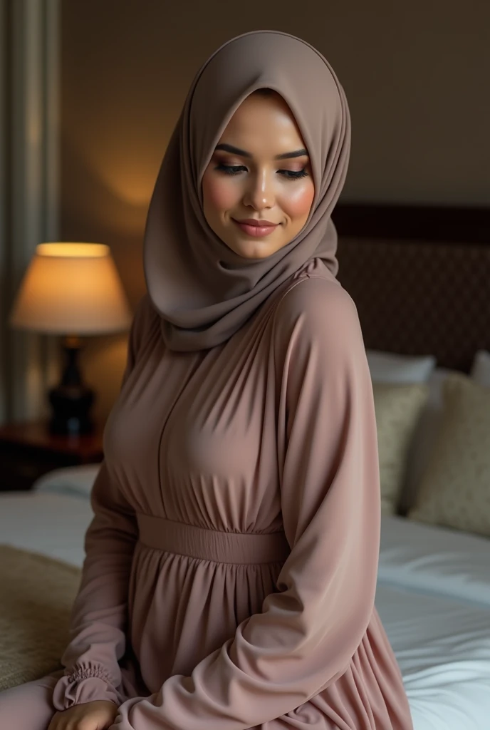 Malay matured women in hijab wearing sexy soft dress, portrait ...