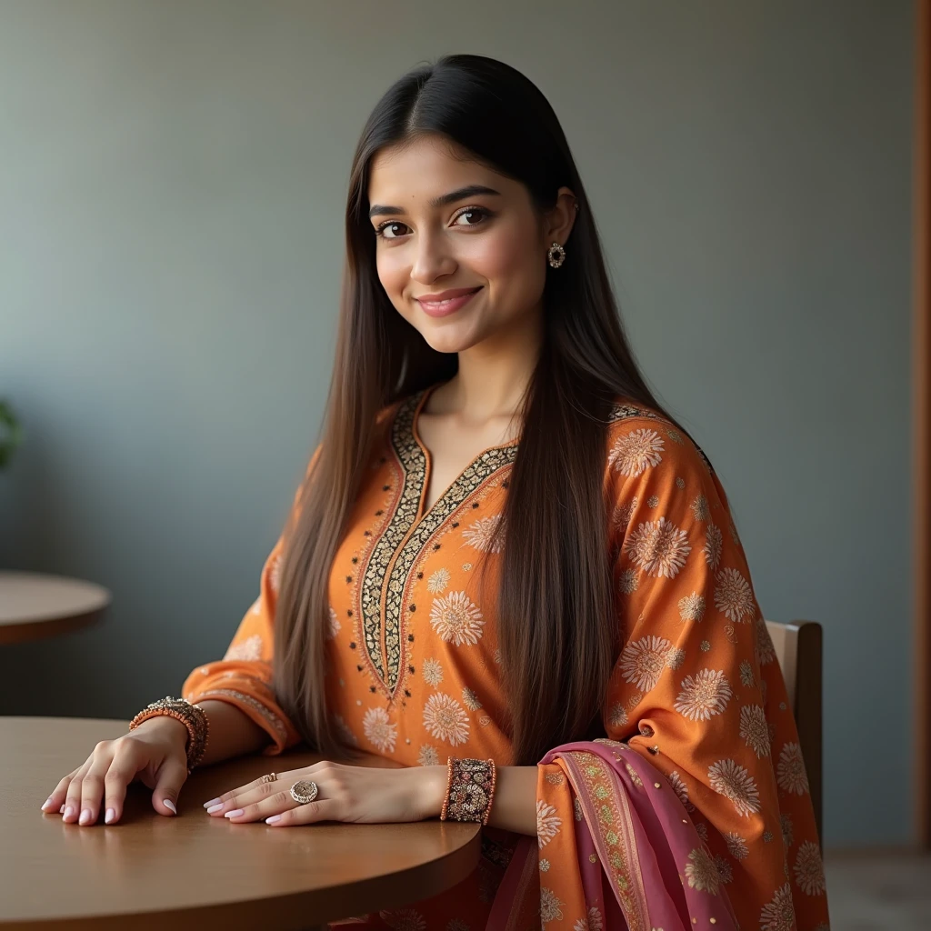 Create a photorealistic portrait of a 24-year-old modern punjabi girl ...