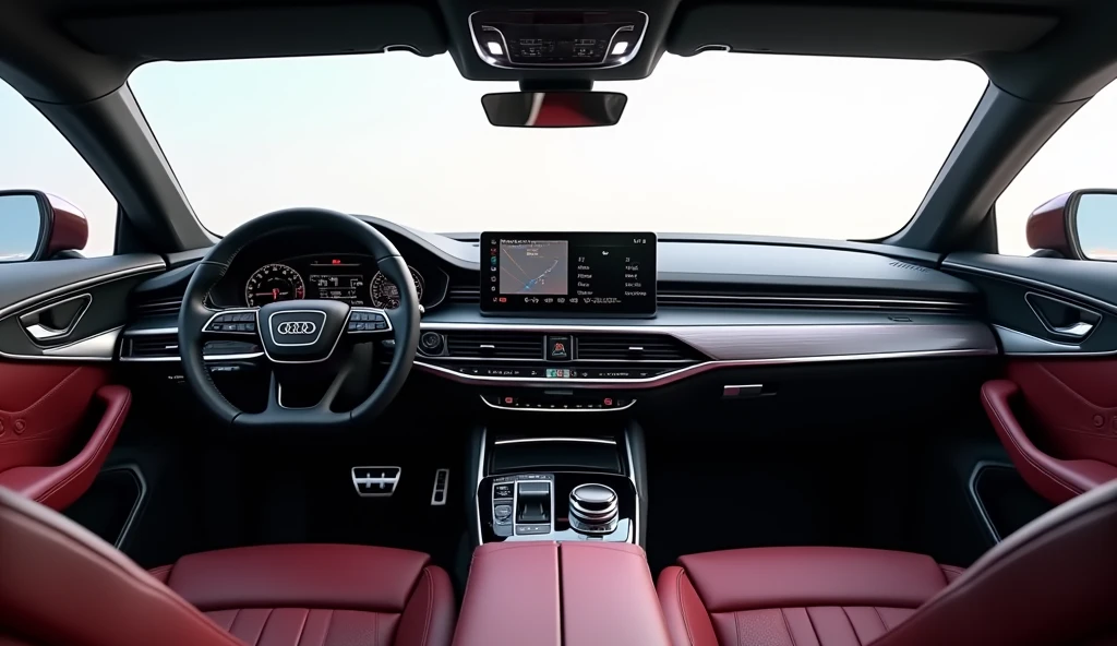 Show me Realistic and luxuary Interior of 2025 Audi S8 straight On view ...