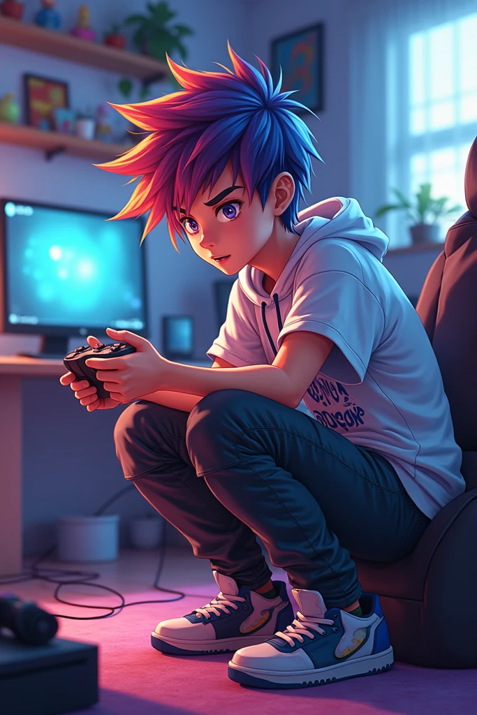 Anime gaming boy - SeaArt AI