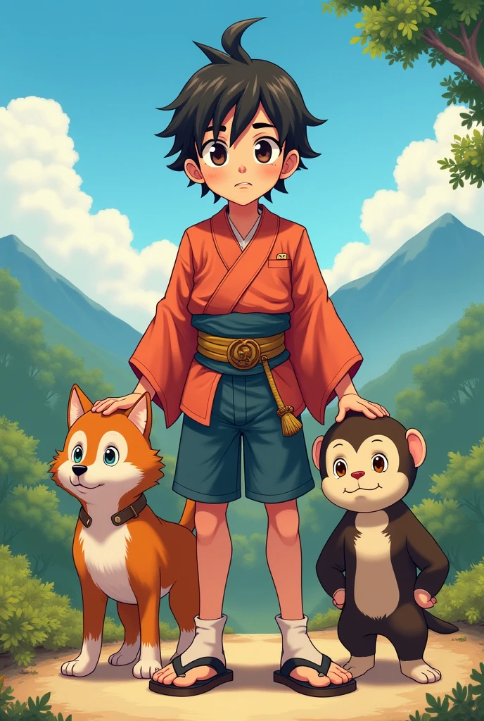 Momotaro and his companion - SeaArt AI