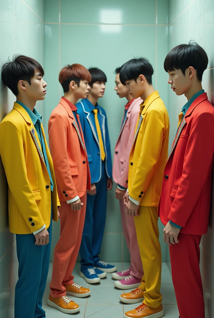 5 Asian kpop boys pooping - SeaArt AI