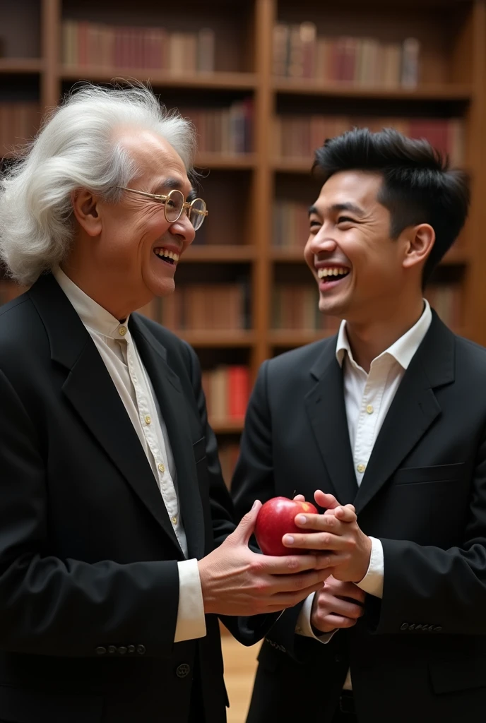 A photo of Isaac Newton with a 21-year-old Indonesian man. The man has ...