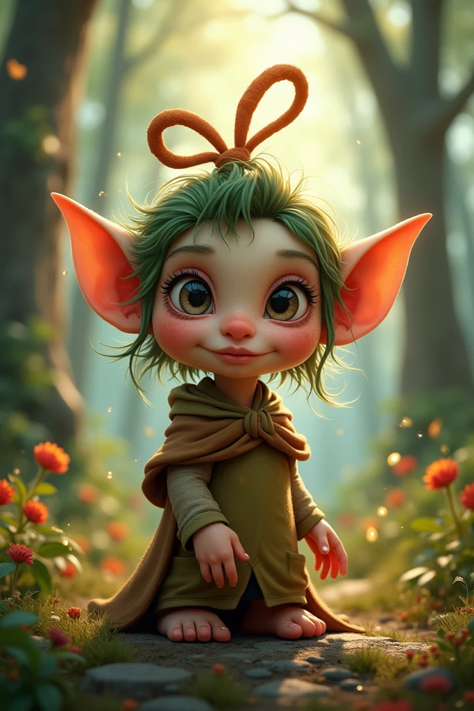 Very cute goblin with a ribbon on her head - SeaArt AI