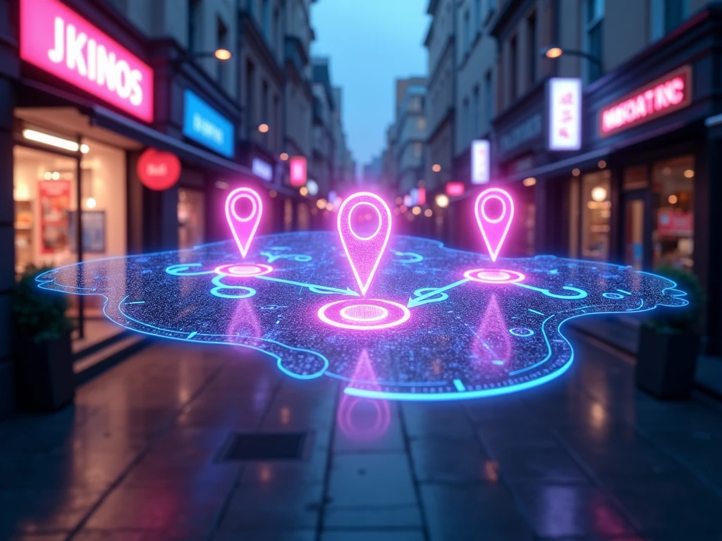 (A futuristic map interface hovering above a city street) with - SeaArt AI