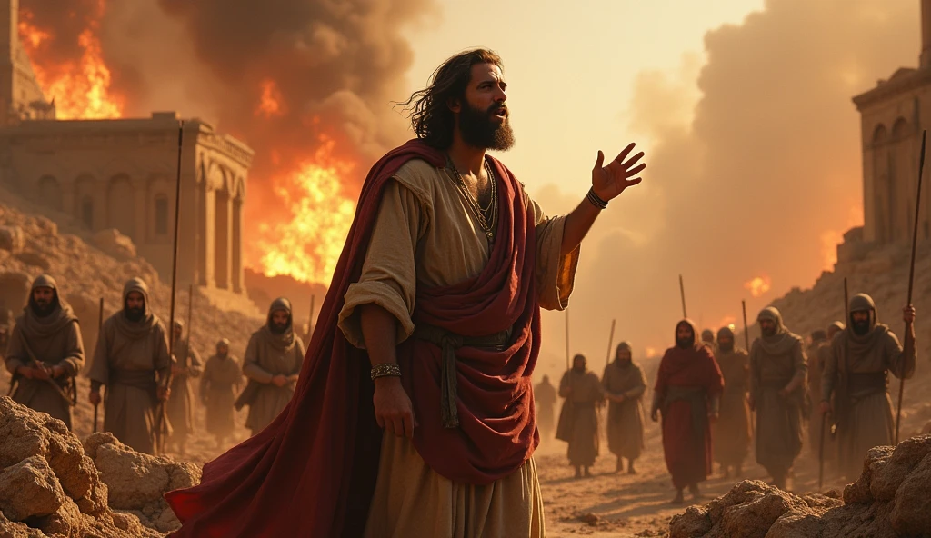 Jeremiah, known as the 'weeping prophet' , amidst the ruins of ...