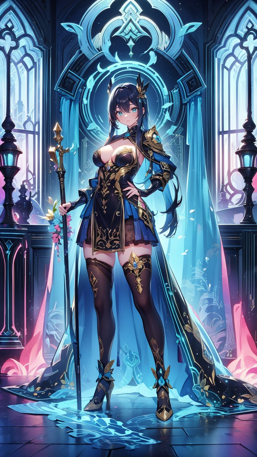 Full-body photo of a person, depicts a fantastic scene where a female ...