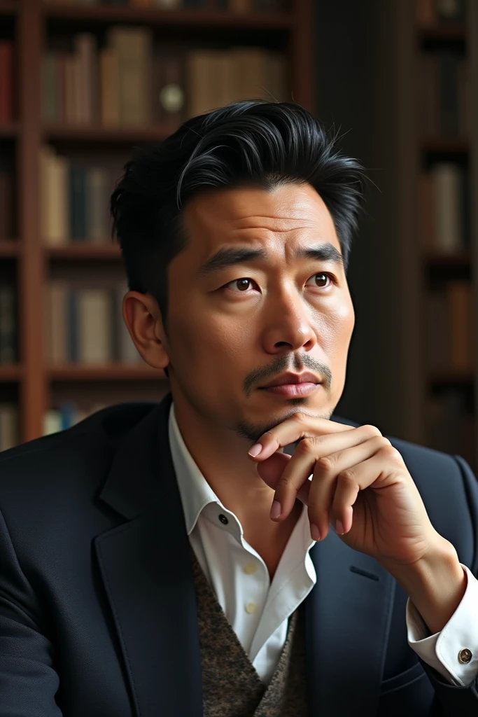 Intellectual man with black hair - SeaArt AI