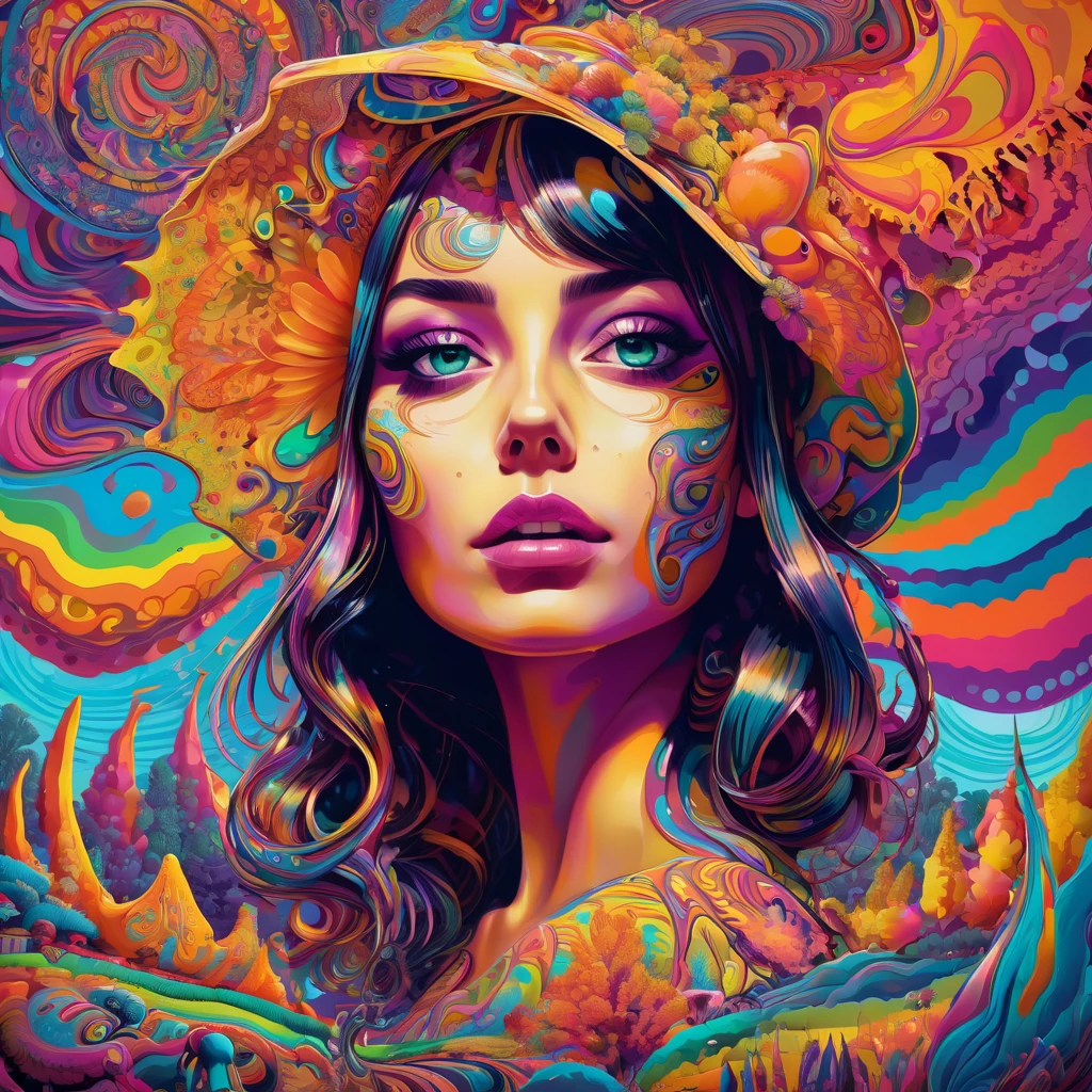 Psychedelic Abstract Art, Beautiful girl holding an umbrella - SeaArt AI