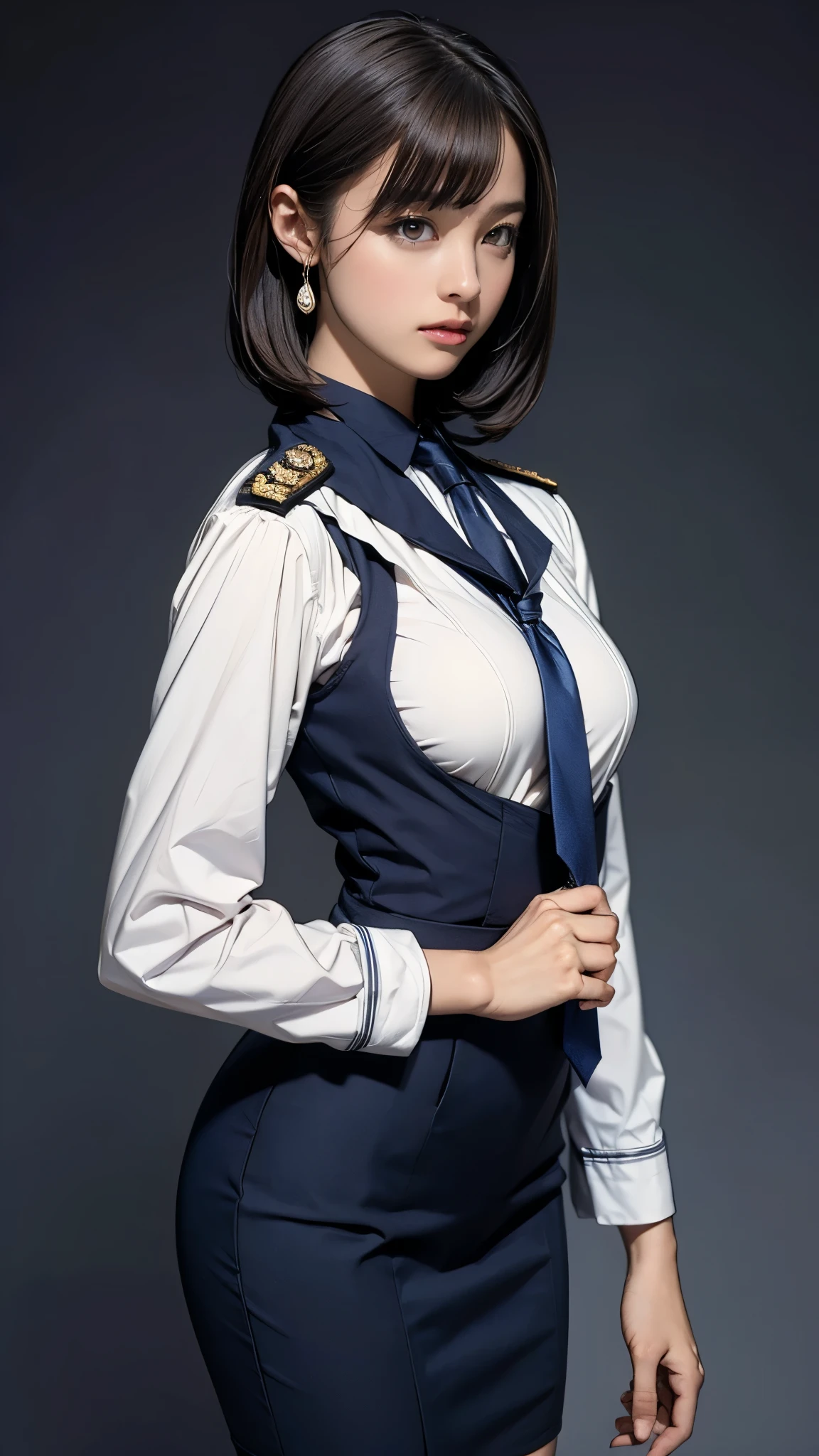 Arafed woman in a uniform posing for a picture - SeaArt AI