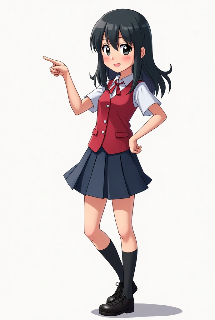 Well-groomed black-haired teenage woman wearing a school uniform ...