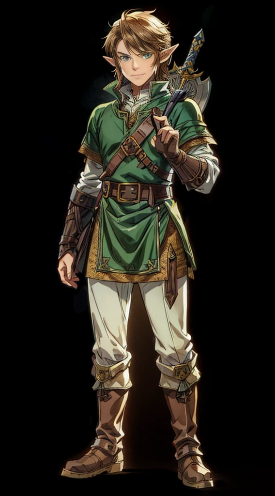 High detailed half-elf male, elf, brown_hair messy_hair smiling - SeaArt AI