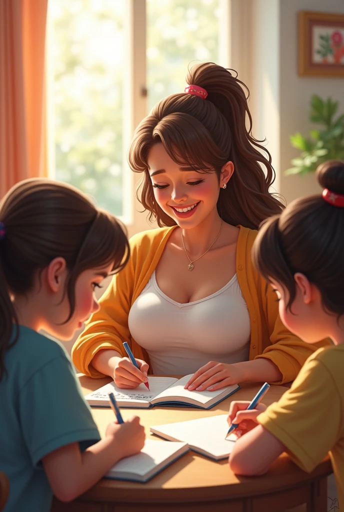 Big boobs friends mom helping for homeworks - SeaArt AI