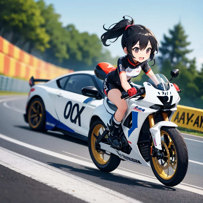 tiny mascot girl , Front of the posture of a female racer running on a ...