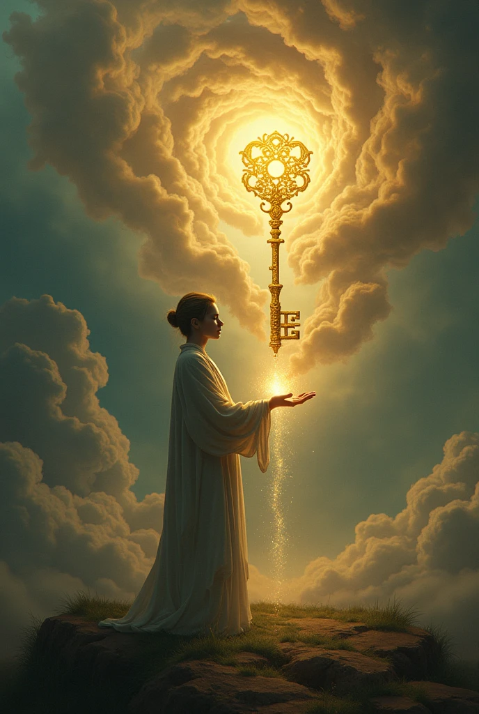 Make me an image about unlocking something from the mind with a golden ...