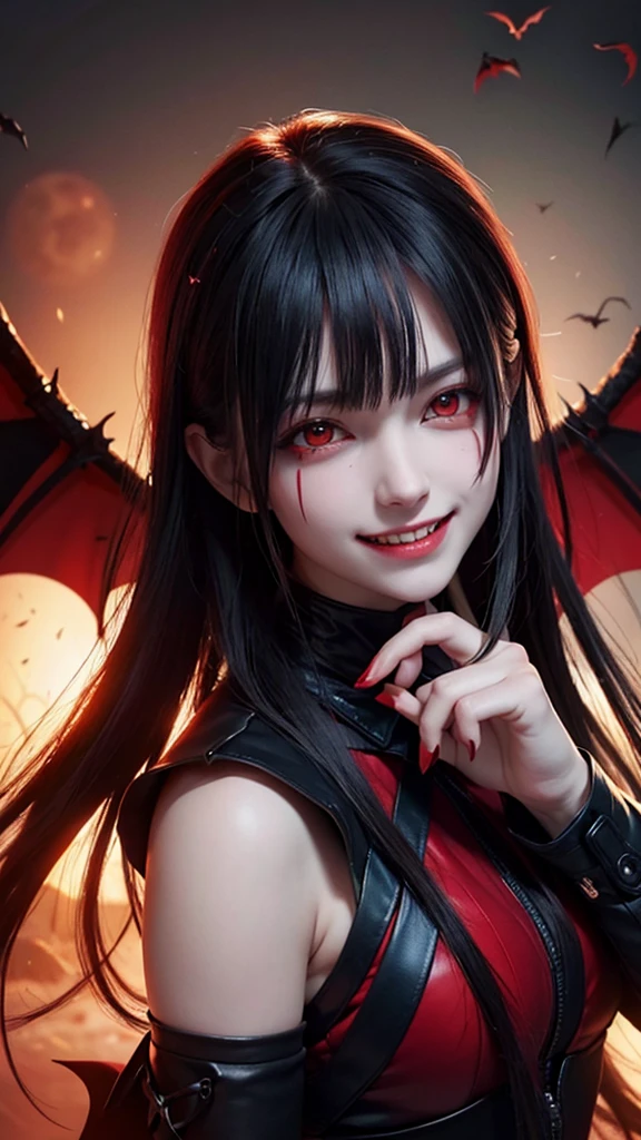 Red eyes, Vampire Fangs, Buddy face, Bleeding from the mouth - SeaArt AI