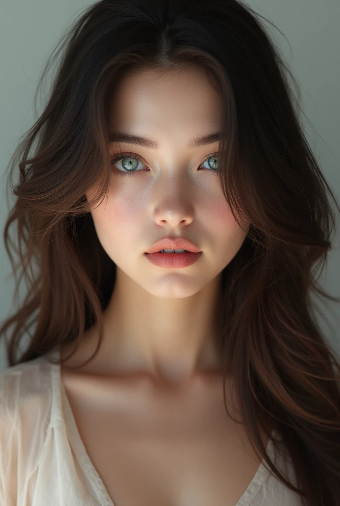 Beautiful brunette with blue eyes - SeaArt AI