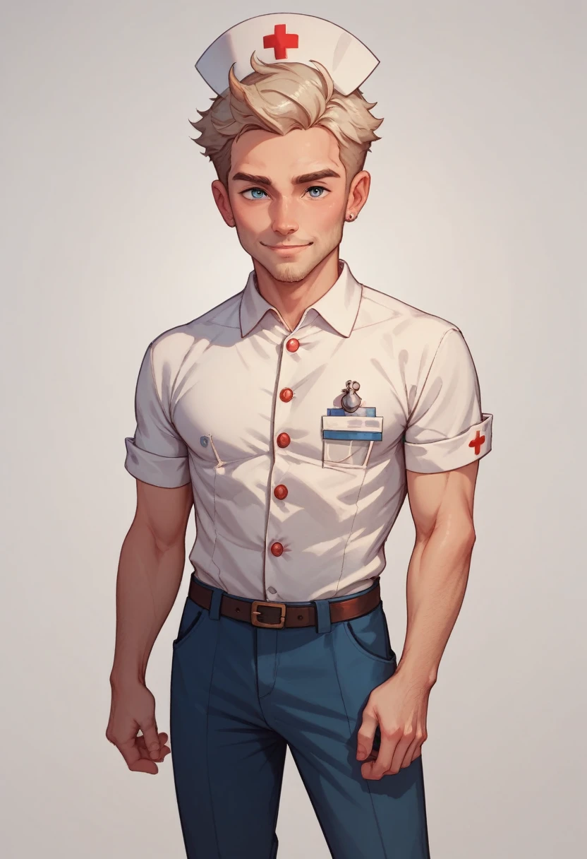 Chibi man cute nurse chibi man on a white background standing chibi man ...