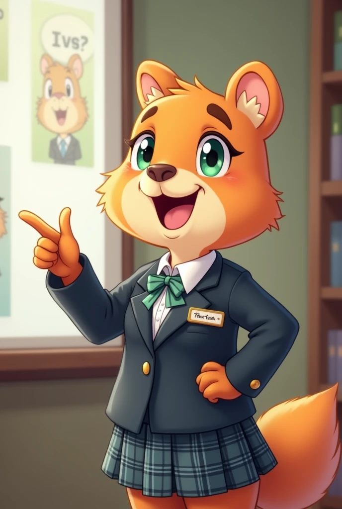 Capybara female student and very intellectual cartoon pointing to an ...