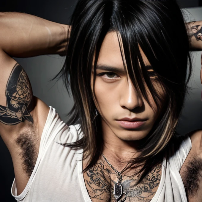 1 man, Japanese man, male, Asian eyes, muscular, broad shoulders ...