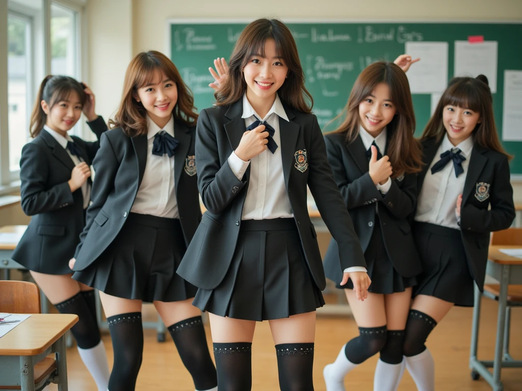 Japanese female idol groups like AKB48 。 wearing a blazer uniform ...