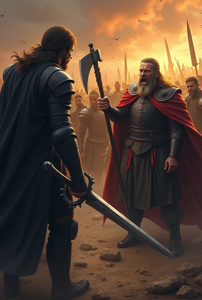 Scene 2: "The Enemy Commander's Vow" The enemy commander, wearing dark ...