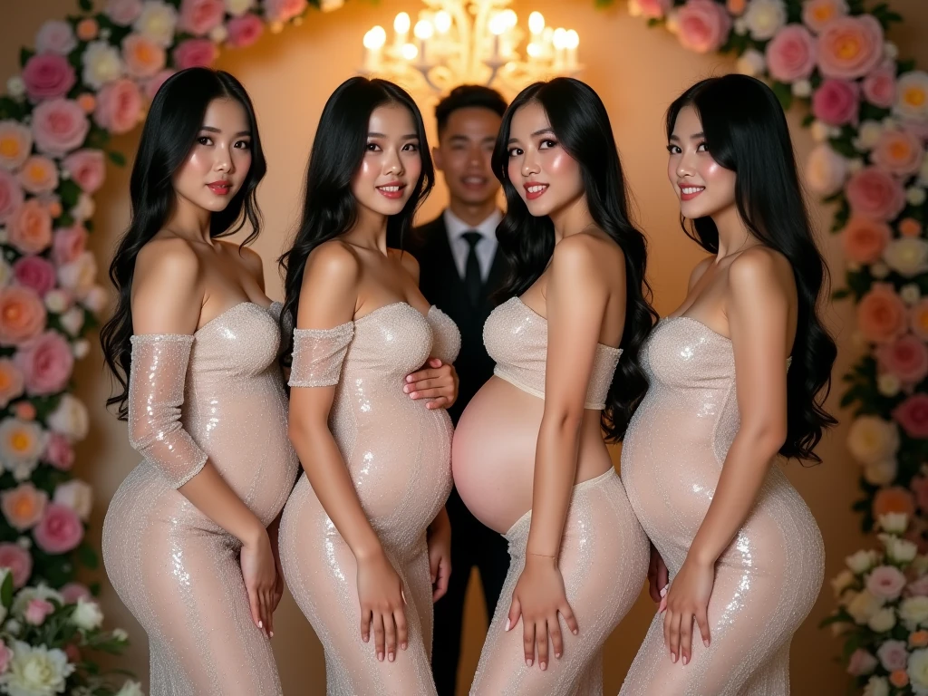 Four high-class elegant tall 20-year-old, gorgeously chubby, plus ...