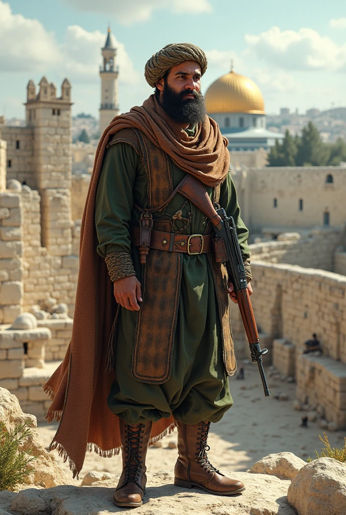 Kurd mujahid in Jerusalem - SeaArt AI
