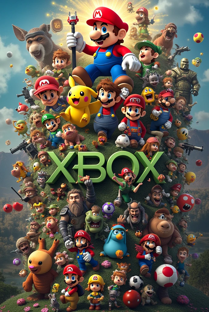 Genera collage de juegos de nintendo,Xbox y play station - SeaArt AI