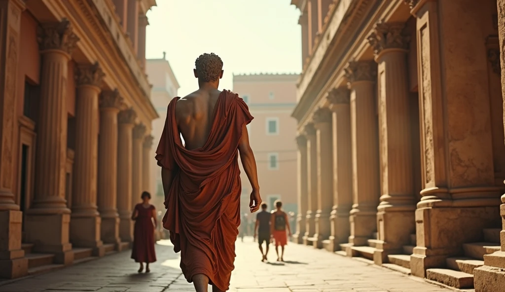 A 3/4 statue of a Greek philosopher or Roman warrior, he's on his back ...