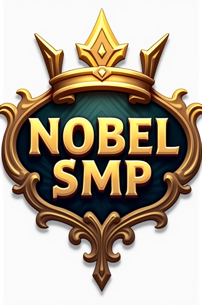 Make a. Minecraft SMP Logo with text "Noble Smp" (Golden Royal theme ...