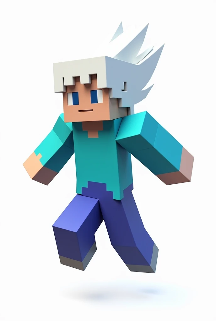 A minecraft avatar, the character's main color is blue look youthful ...
