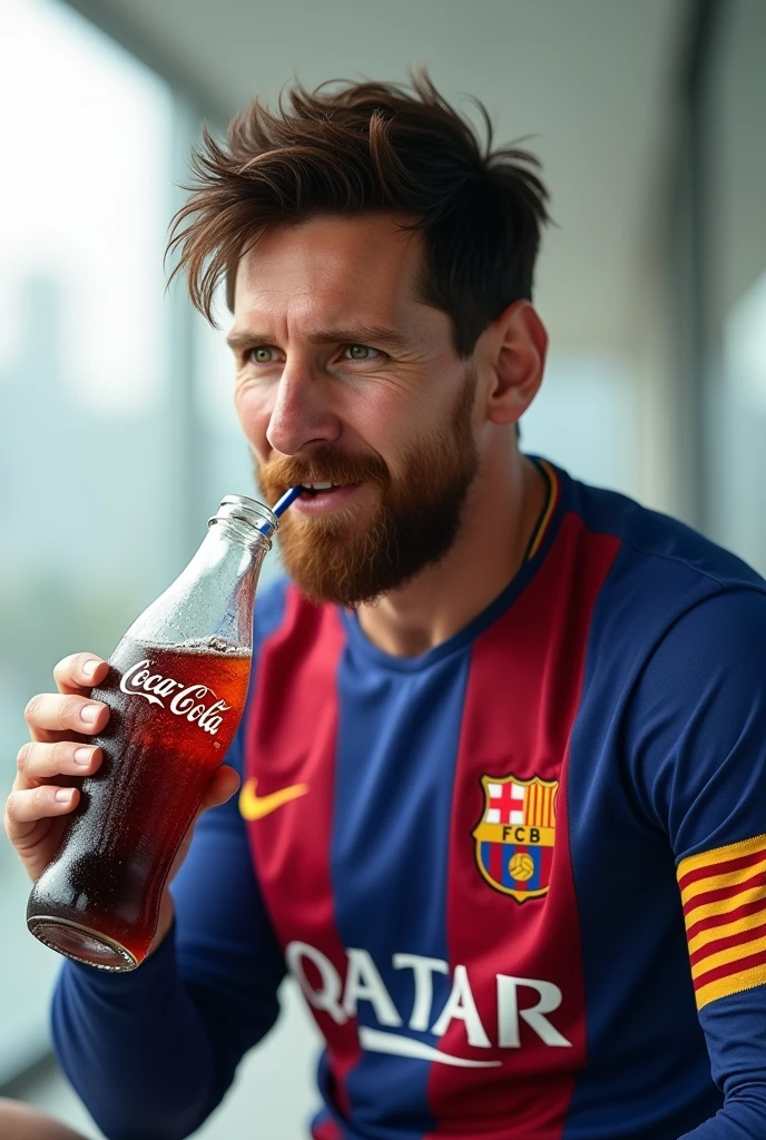 I want messi drinking coca cola - SeaArt AI