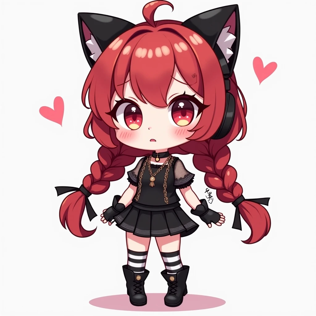 create a girl's 2D Twitch emote icon, chibi anime, human, with hair ...