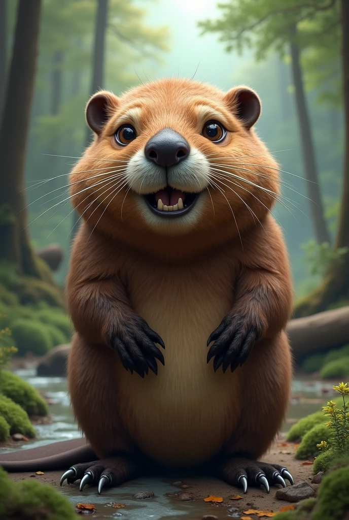 Humanoid beaver with a human face - SeaArt AI