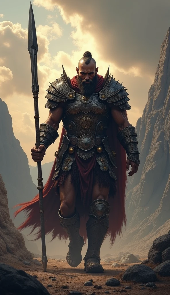 Golias, armed with a powerful sword and an imposing spear, was ...