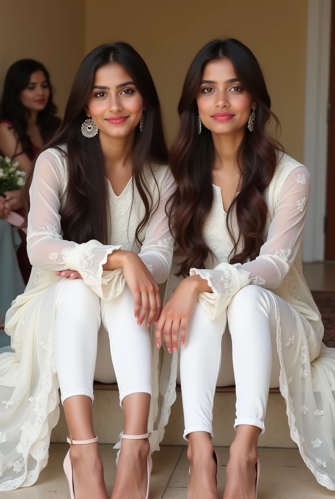 Two slim Pakistani models, age 16, with feet, attending a wedding ...